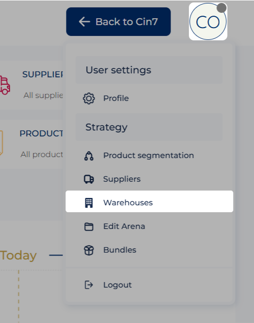 Warehouses settings – ForesightAI